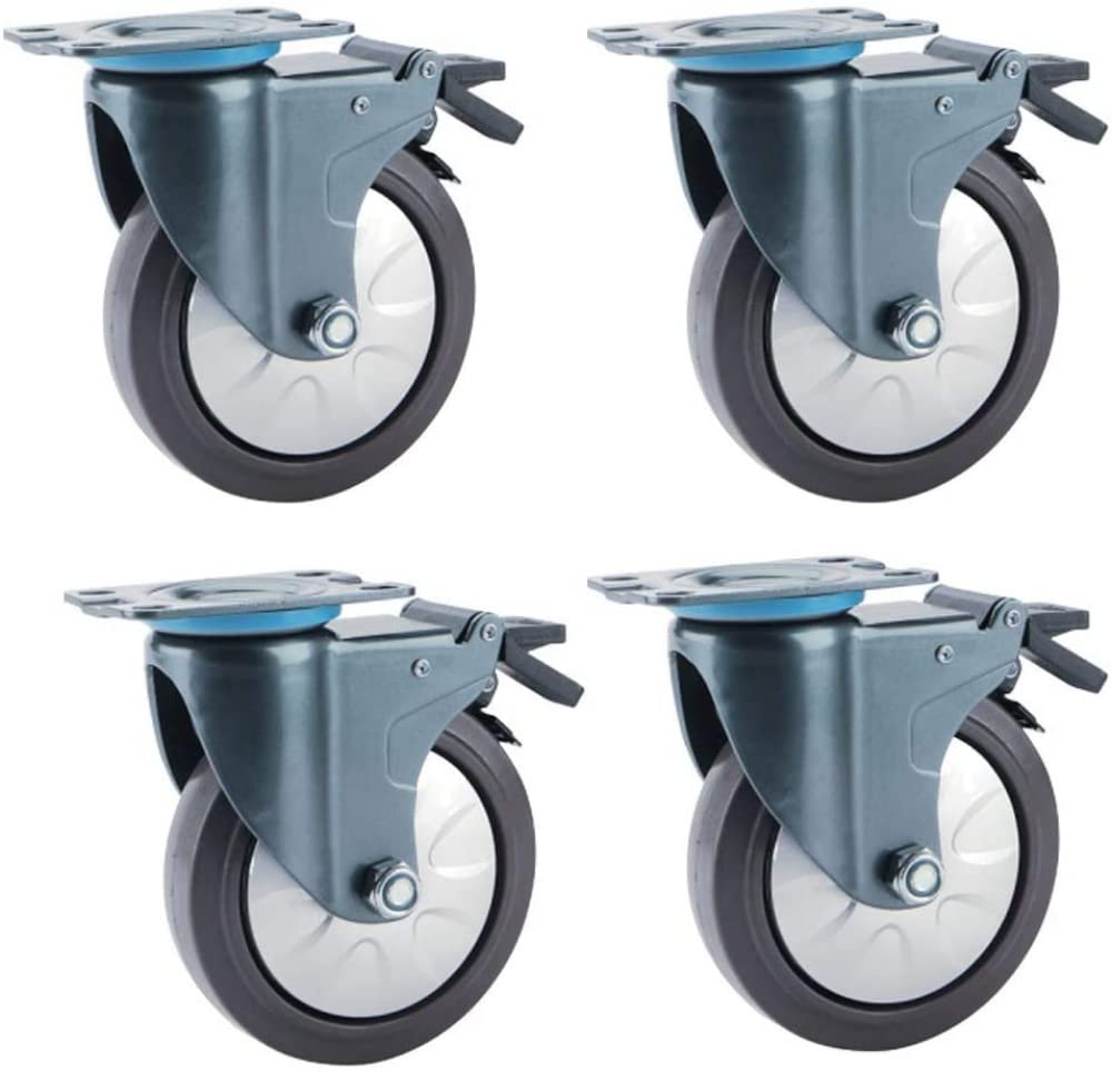 Buy Casters 4 sets of rubber base trolley swivel casters, noiseless ...