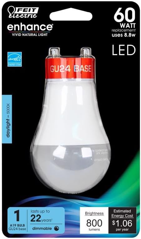 Feit Electric LED A19 GU24 DL 60W - Amazon.com