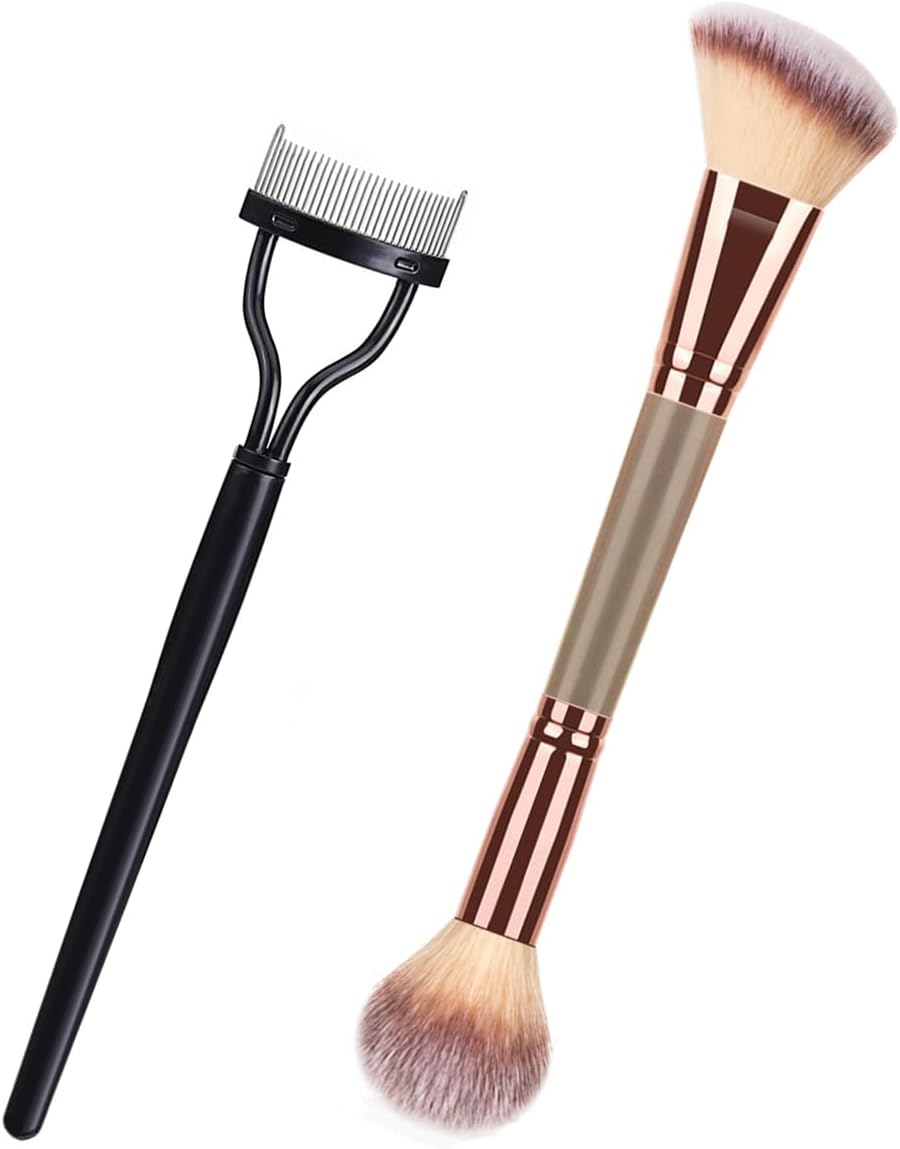 Amazon.com : KINGMAS Double-Ended Makeup Brushes and Eyelash Comb ...