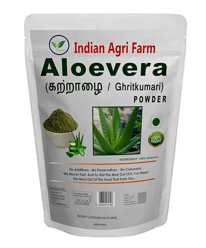 Iagrifarm Aloevera/Ghritkumari/Katralai powder - 250 gram for hair ...