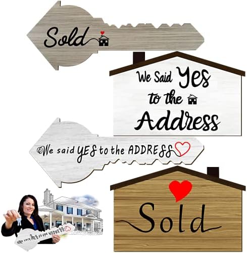 Amazon.com : Qunclay 2 Pcs Sold Sign for New Homeowners Wooden Double ...