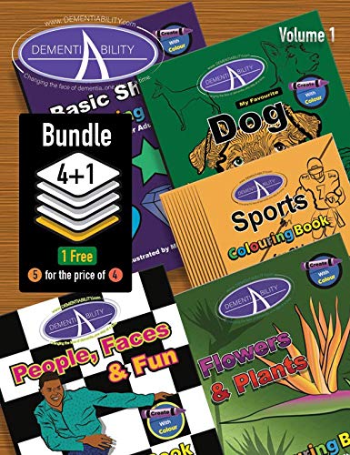 DementiAbility Colour and Create COLOURING BOOKS FOR ADULTS: 5 Pack (5 ...