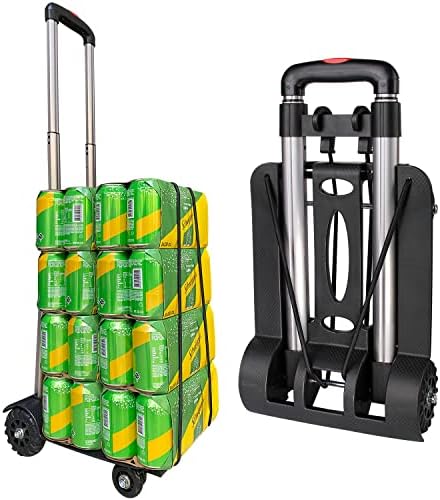 Folding Luggage Cart with Expandable Base Plate,2 Wheels Aluminium ...
