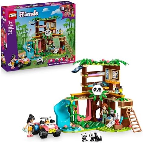 LEGO Friends Panda Sanctuary Animal Care Toy with a Tree House, Quad ...