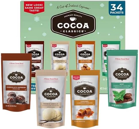 Amazon.com : Cocoa Classics Hot Chocolate Variety Pack, 34 Packets, 4 ...