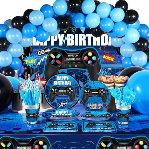 Amazon.com: Gisgfim Video Game Party Supplies Tableware Set for 24 ...