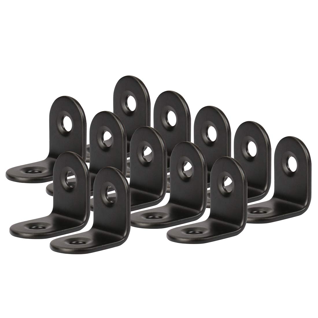 uxcell 12pcs Angle Bracket Stainless Steel 20x20mm Black Corner Brace ...