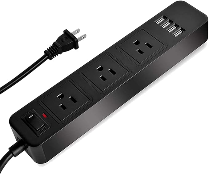 2 Prong Power Strip, 6.6ft Braided Extension Cord, AOGITKE 3 Prong to 2 ...