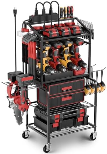 Amazon.com: VDEVY Power Tool Organizer Cart with Charging Station ...
