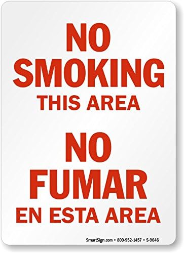Amazon.com: No Smoking This Area / No Fumar En Esta Area (red text ...
