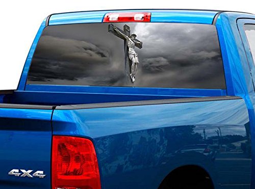 Amazon.com: P522 Jesus Cross God Tint Rear Window Decal Wrap Graphic ...