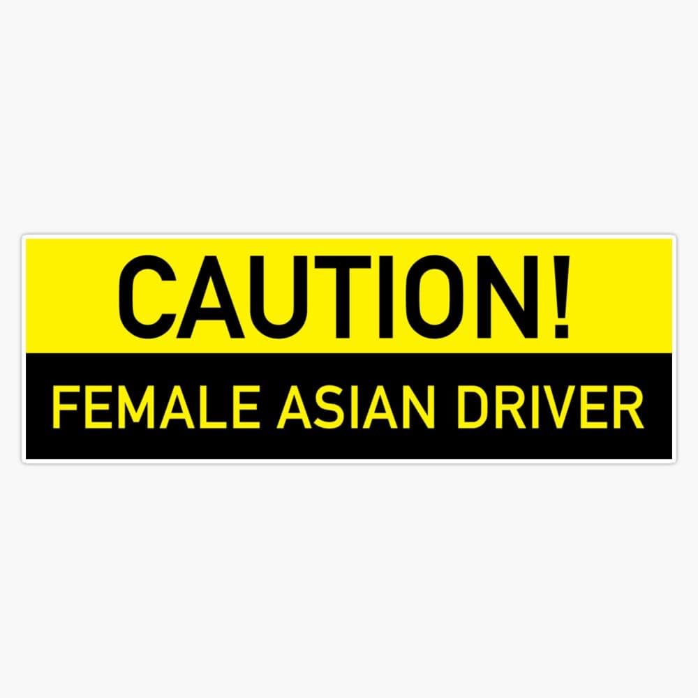 Amazon.com - Caution Female Asian Driver Bumper Bumper Sticker Vinyl ...