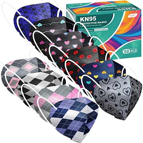 Amazon.com: XDX KN95 Face Masks, 10 Colors 60 Packs Individually Wrapped KN95 Face Masks for Men ...