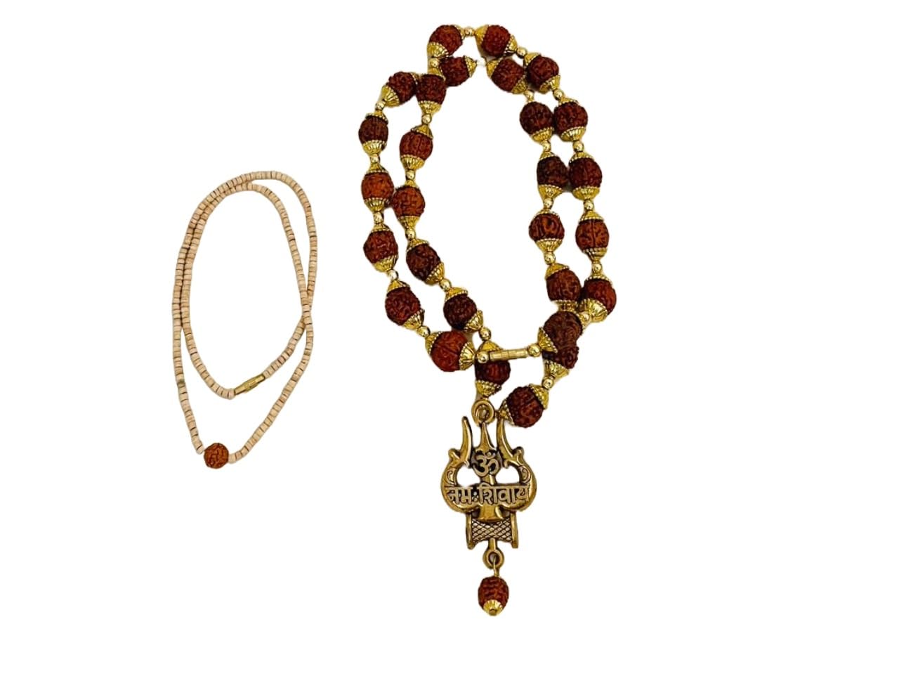 Genericlord Shiva Trishul Damru Locket Puchmukhi Rudraksha Mala Chain ...