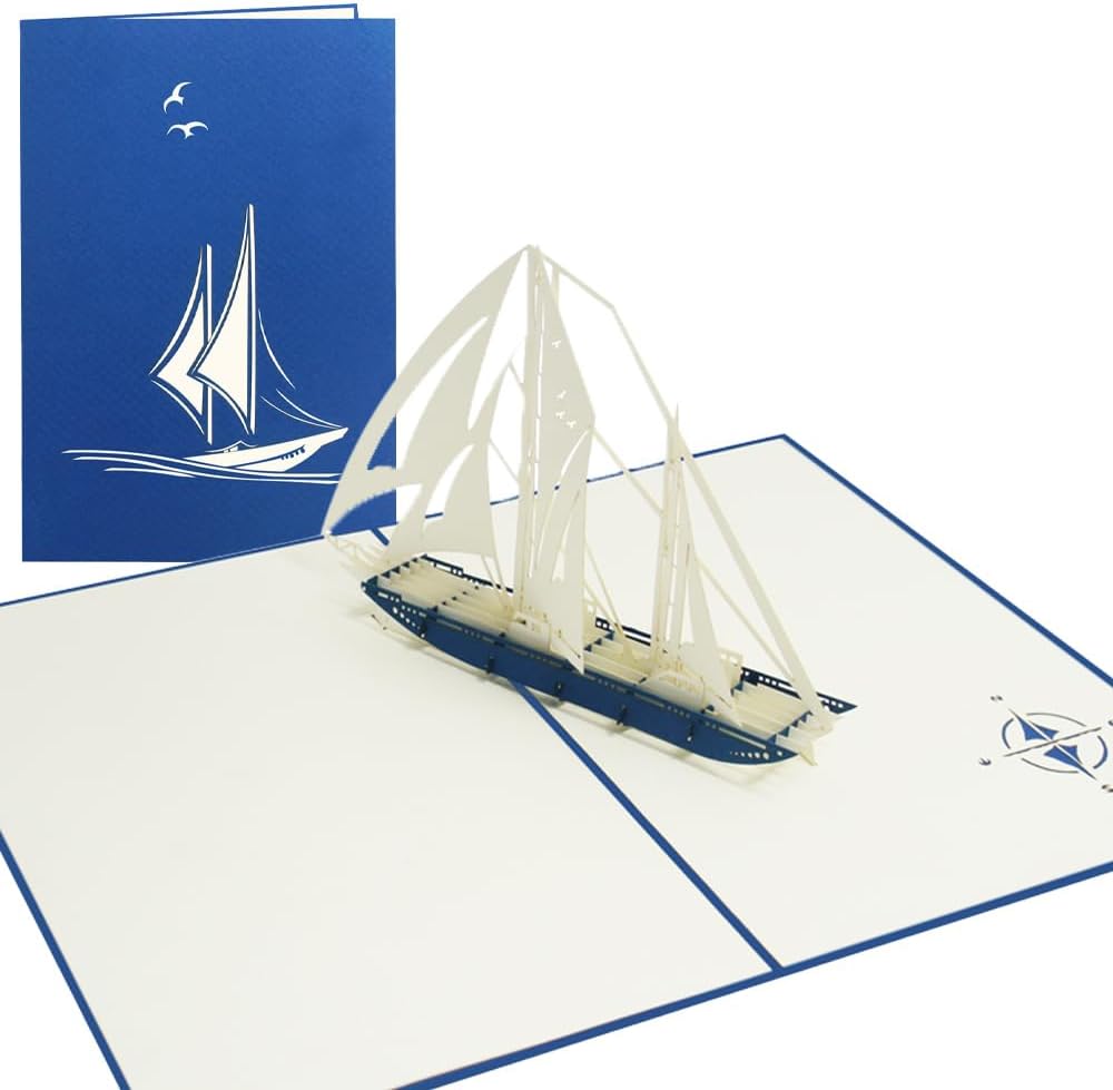 3D Geburtstagskarte,Pop up Segelboot Grußkarte mit Umschlag zur ...