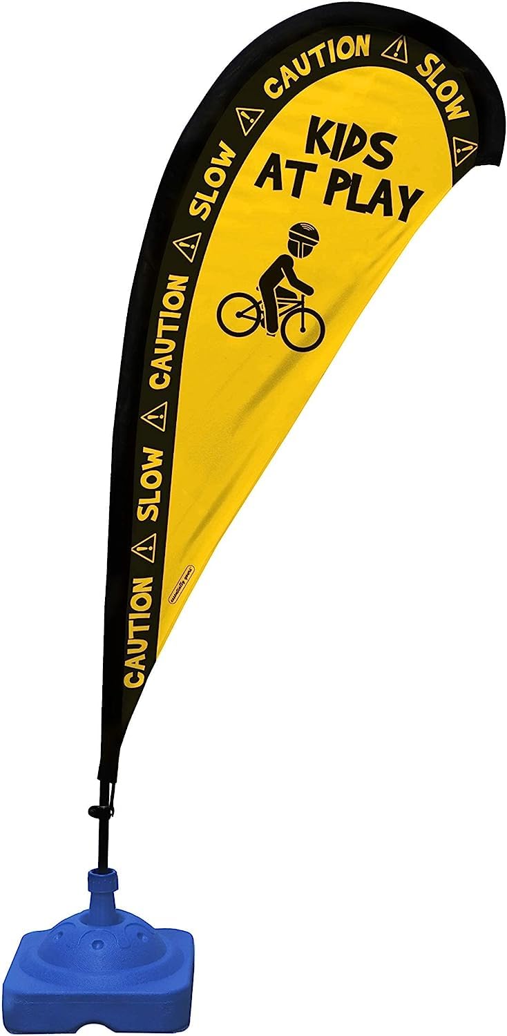 Amazon.com : Teardrop Banner Flag Safety Sign with Fiberglass Poles and ...