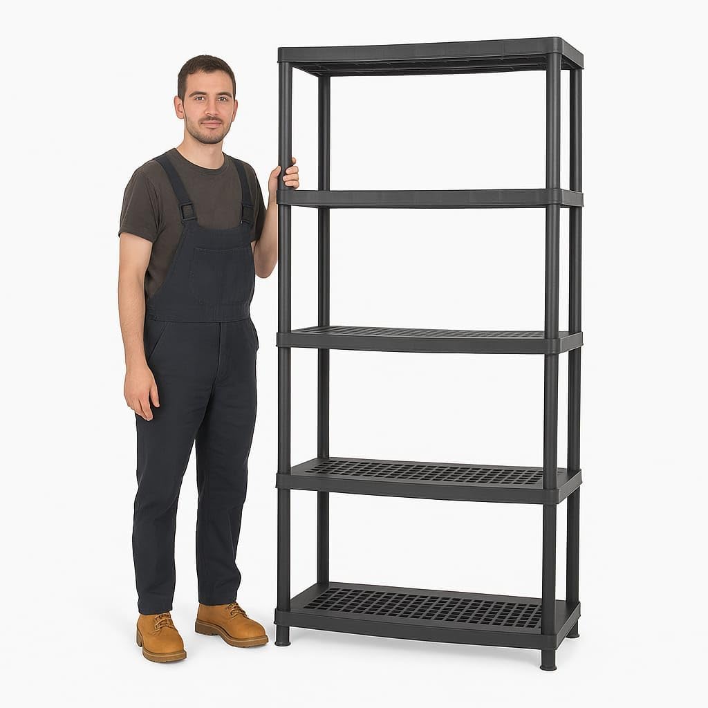 Top Home Solutions® 5 Tier Heavy Duty Plastic Shelving Unit 184 x 90 x ...