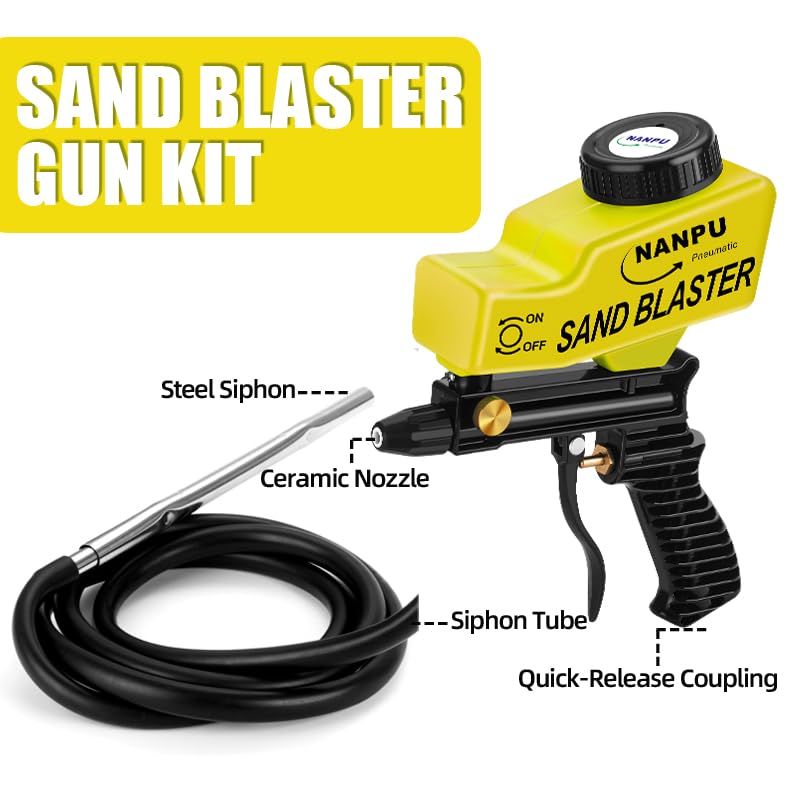Air Sand Blaster Gun NANPU Pneumatic Sand Blaster Gun - Gravity Feed ...