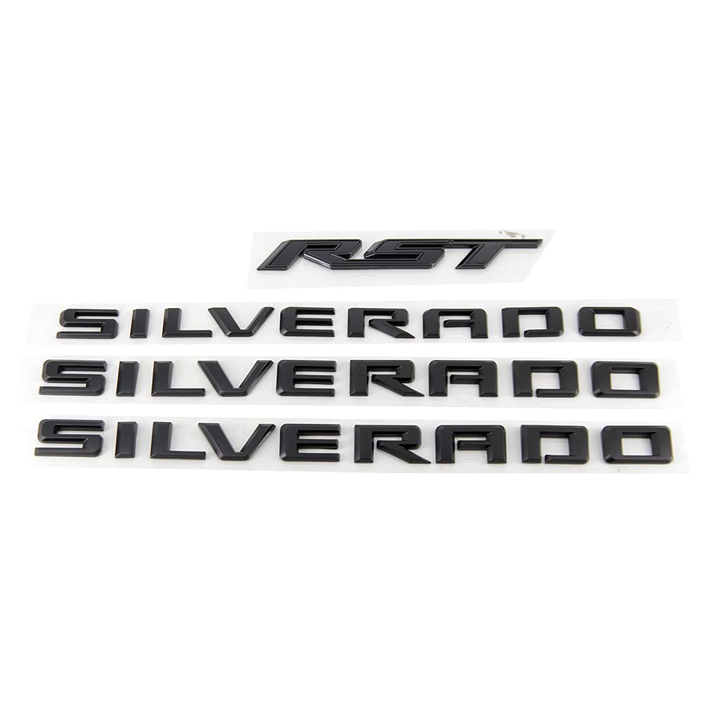 Buy 3D Black Silverado RST Tailgate Fender Emblem Nameplate Badge ...