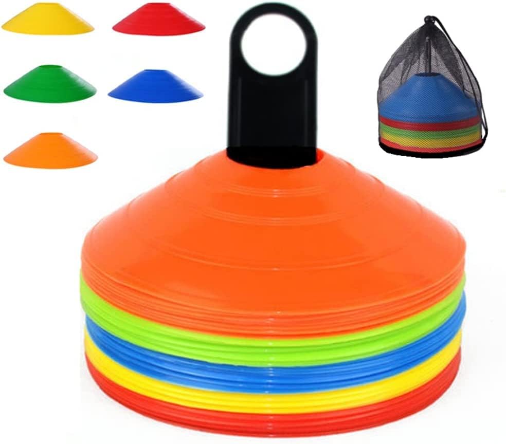Soccer Cones (50 Pcs) Disc Cone Agility Soccer Cones with Carry Bag and ...
