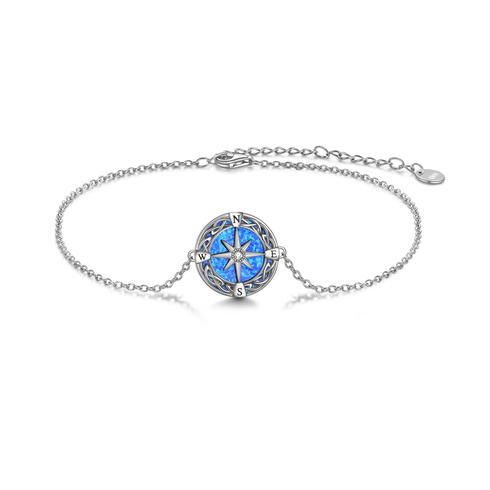 Snapklik.com : Compass Bracelet Sterling Silver Celtic Knot Opal ...