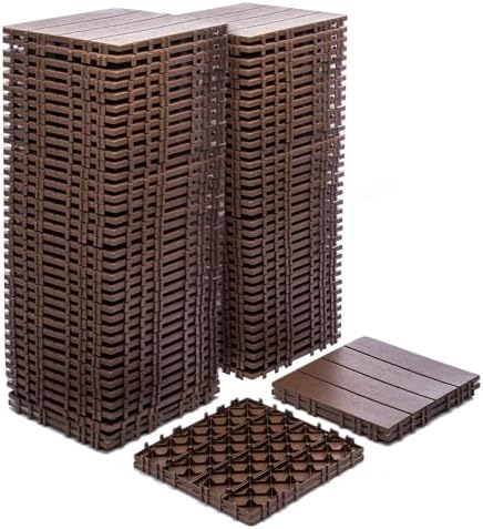 Amazon.com: 68 Pcs Interlocking Deck Tile (11.42"x11.42"), 61.60 Sq.Ft ...