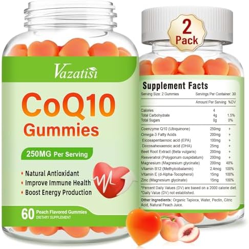 Amazon.com: 2 Pack CoQ10 500MG Gummies - Plus Omega-3, Magnesium ...