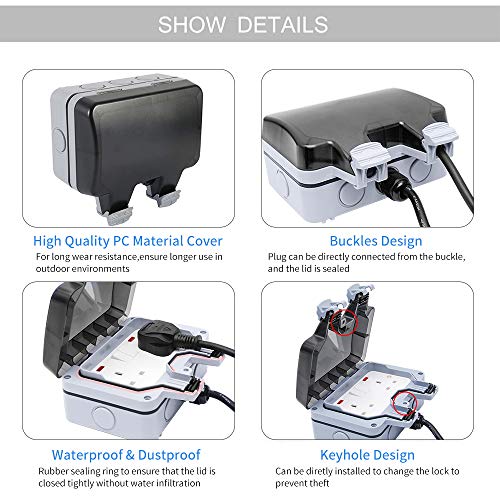 Outdoor Extension Lead 6M Waterproof IP66 Garden 2 Way Socket Long ...