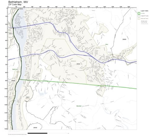 ZIP Code Wall Map of Bethlehem, WV ZIP Code Map Laminated: Amazon.com ...
