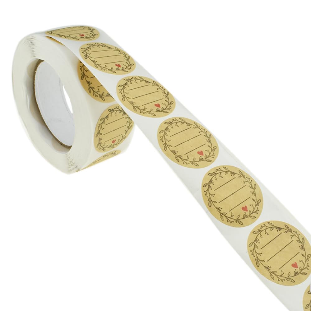Amazon.com : HAHIYO 1Inch 500Pcs Natural Brown Kraft Sticker - Round ...
