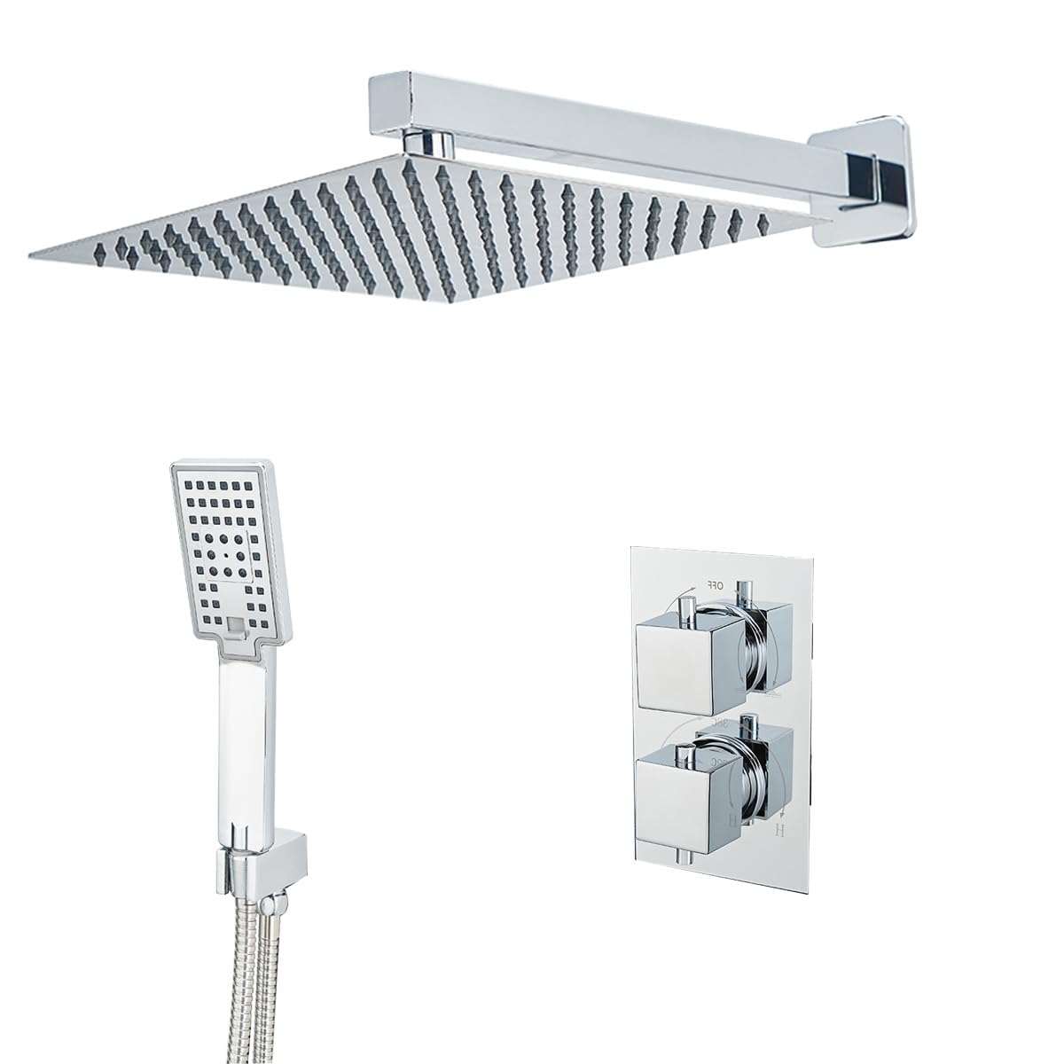 Plumbsys Concealed Thermostatic Shower Set with Thermostatic Mixer ...