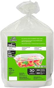 Cafe Express - 38oz Plastic Containers & Lids x 30 : Amazon.co.uk: Home ...