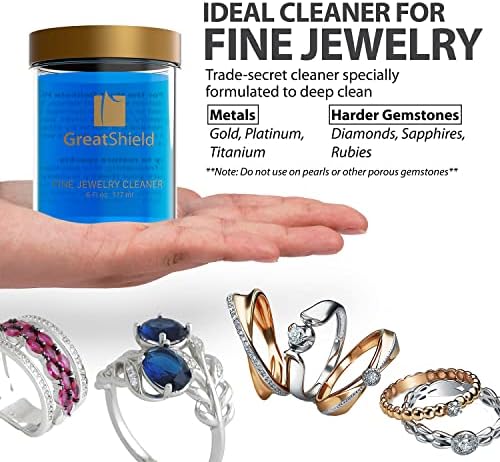 GreatShield Fine Jewelry Cleaner Solution Kit with Cleaning Brush ...