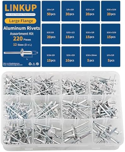 Amazon.com: 220PCS Large flange Rivets Pop Rivets Assortment Kit ...