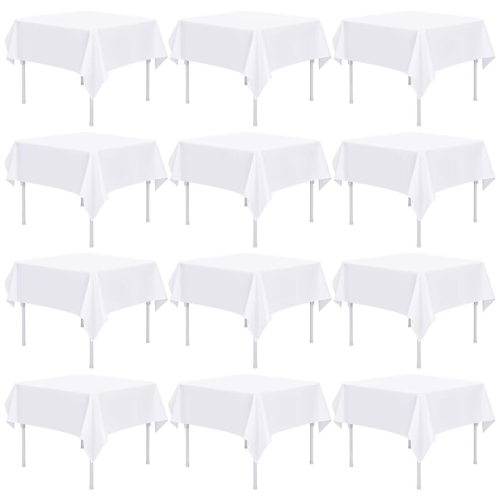 Amazon.com: 12 Pack White Square Tablecloths 52 x 52 Inch, White ...