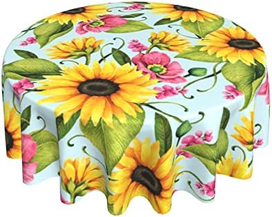 Amazon.com: Sunflower Tablecloth Round Summer Yellow Farmhouse Floral ...