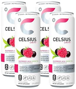 Amazon.com: Celsius RTD Green Tea Raspberry, 12 Ounce (Pack of 4)