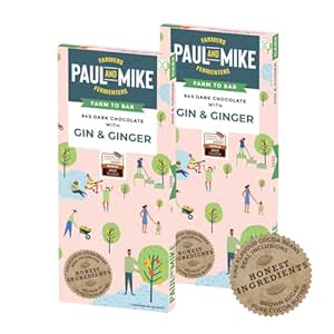 Paul And Mike 64% Dark Gin & Candied Ginger Award Winners Chocolate Combo Pack of 2, 136g ...