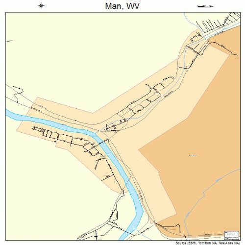 Amazon.com : Large Street & Road Map of Man, West Virginia WV - Printed ...