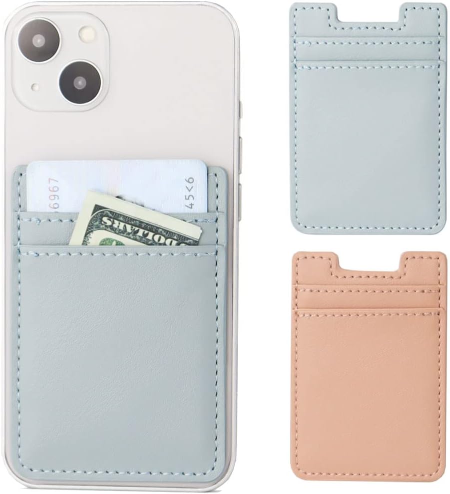 Amazon.com: 2Pack Phone Wallet,Leather Phone Card Holder Adhesive Stick ...