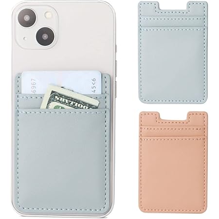 Amazon.com: 2Pack Phone Card Holder,Leather Phone Wallet Adhesive Stick ...