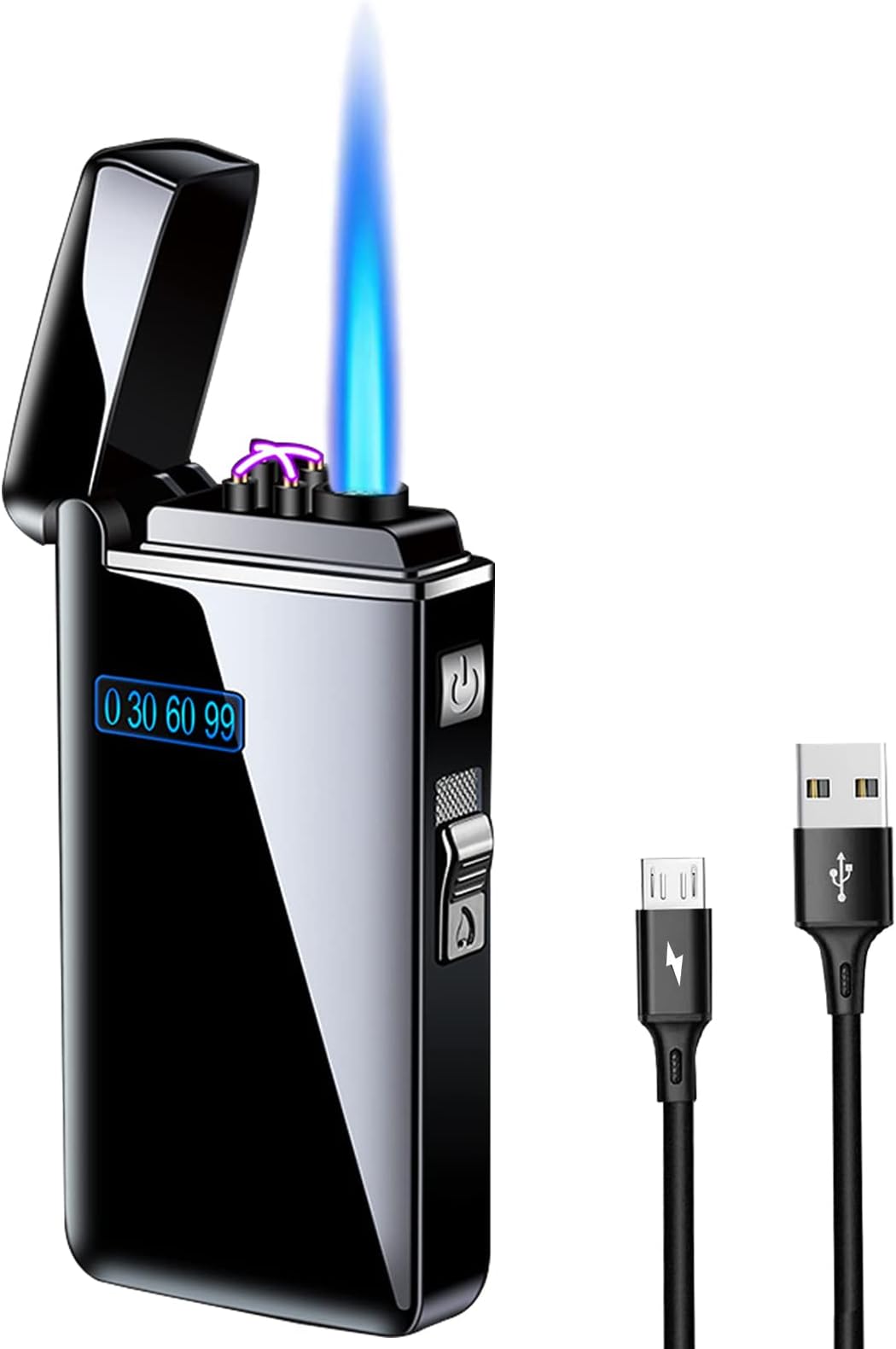 Amazon.com: Dual Arc Lighter Jet Flame Torch Cigar USB Lighter 2 in1 ...