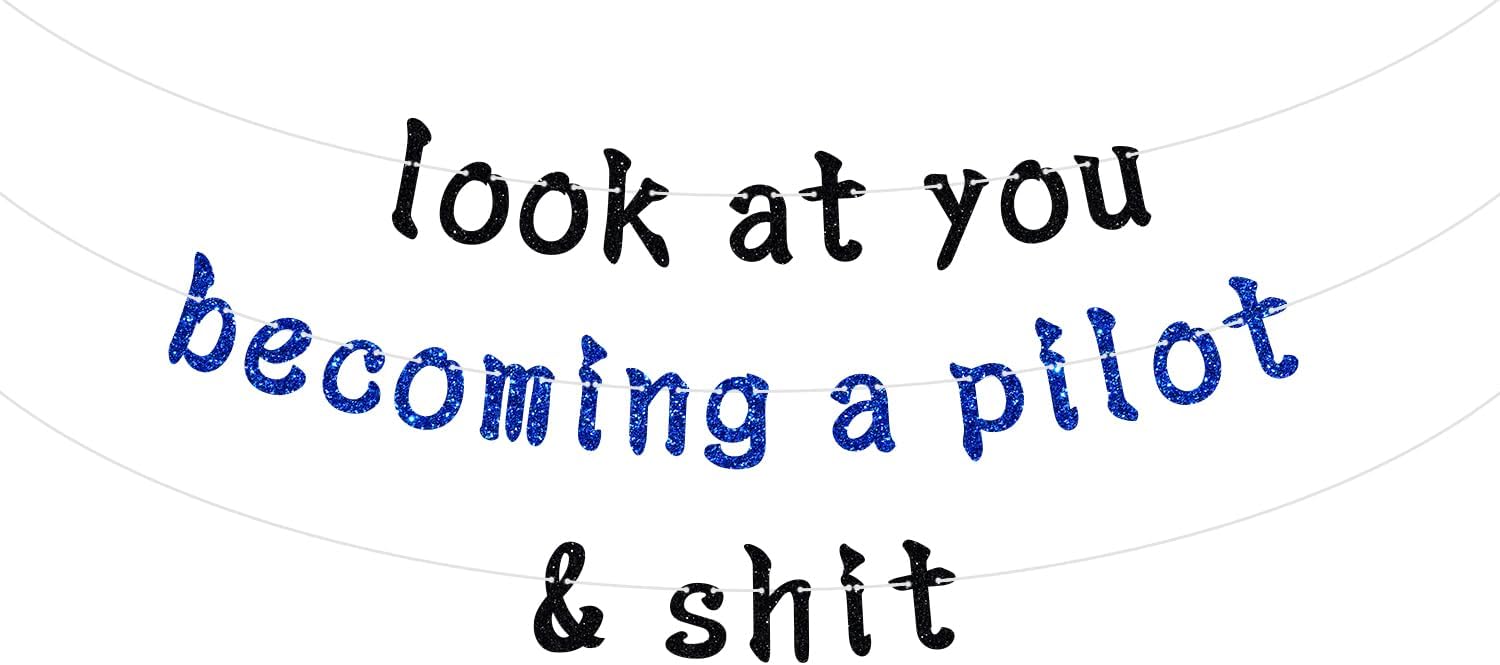 Amazon.com: GJdundun Look at You Becoming a Pilot Banner, Congrats ...