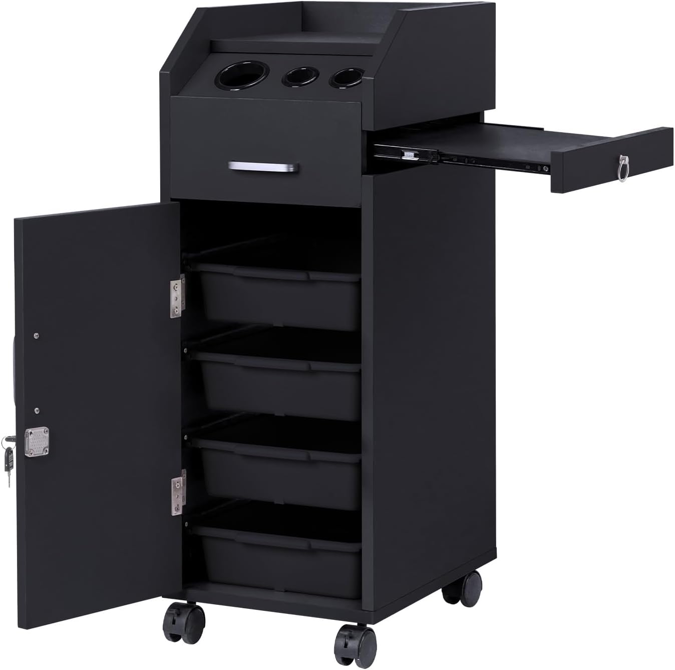 Amazon.com: GODECOR Beauty Salon Trolley Cart, Salon Cabinet with 360 ...