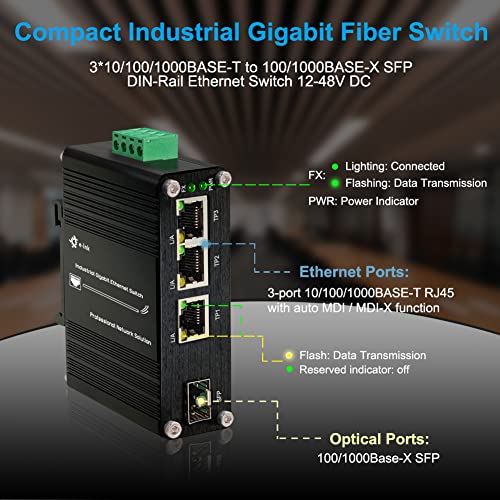 Buy Throncom Industrial Gigabit 3 Ports Ethernet Switch Hardened 10/100 ...