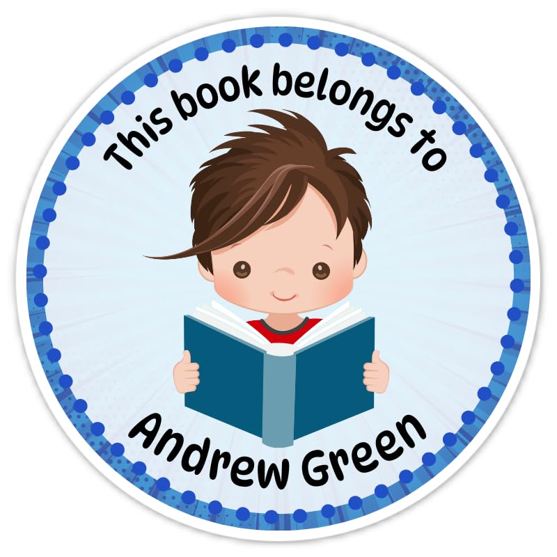 Amazon.com: Custom Book Belongs To Bookplate Labels, Cute Boy with ...