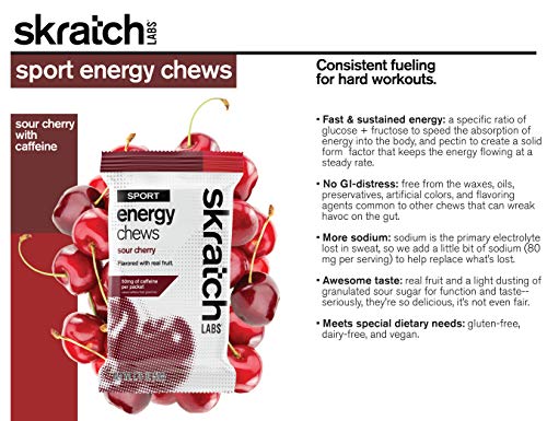 Skratch Labs Sport Energy Chews, Sour Cherry with Caffeine (10 Pack ...