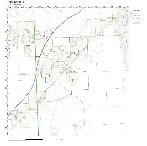 ZIP Code Wall Map of Braidwood, IL ZIP Code Map Not Laminated: Amazon ...