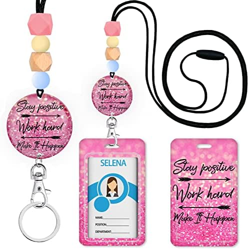 Amazon.com : Colorful ID Badge Holder with Silicone Beads Lanyard Set ...