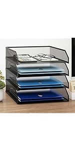 Amazon.com: Natwind 4-Tier Stackable Paper Tray, Metal Mesh Desktop ...
